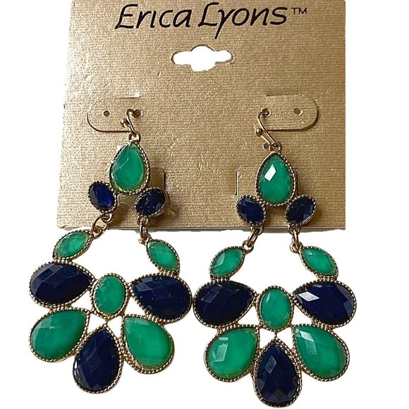 Erica Lyons | Jewelry | Erica Lyons Green Blue Chandelier Earrings ...